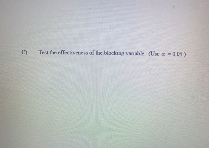 Solved A randomized block design experiment produced the | Chegg.com