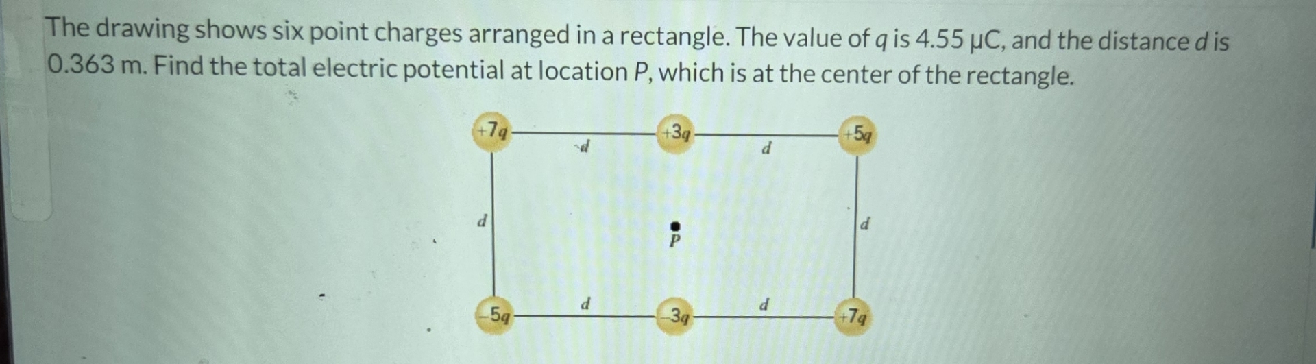 Solved The drawing shows six point charges arranged in a | Chegg.com