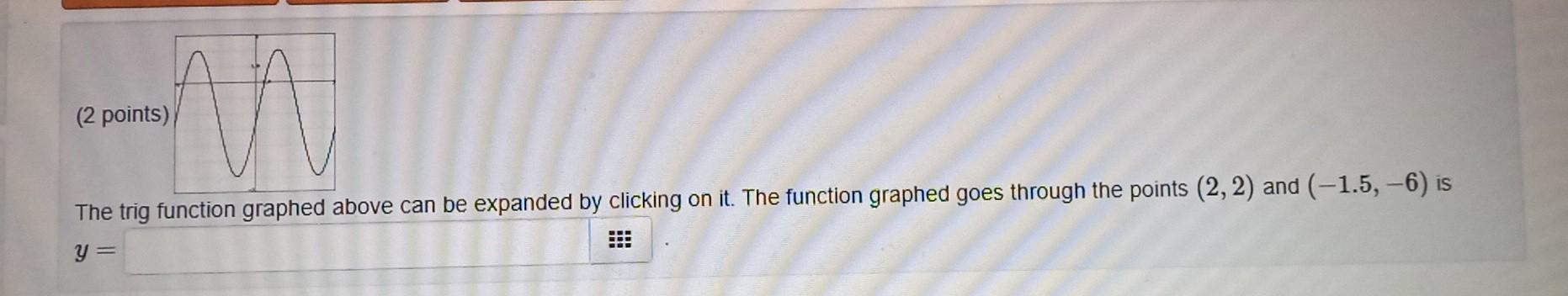 Solved (2 points) The trig function graphed above can be | Chegg.com