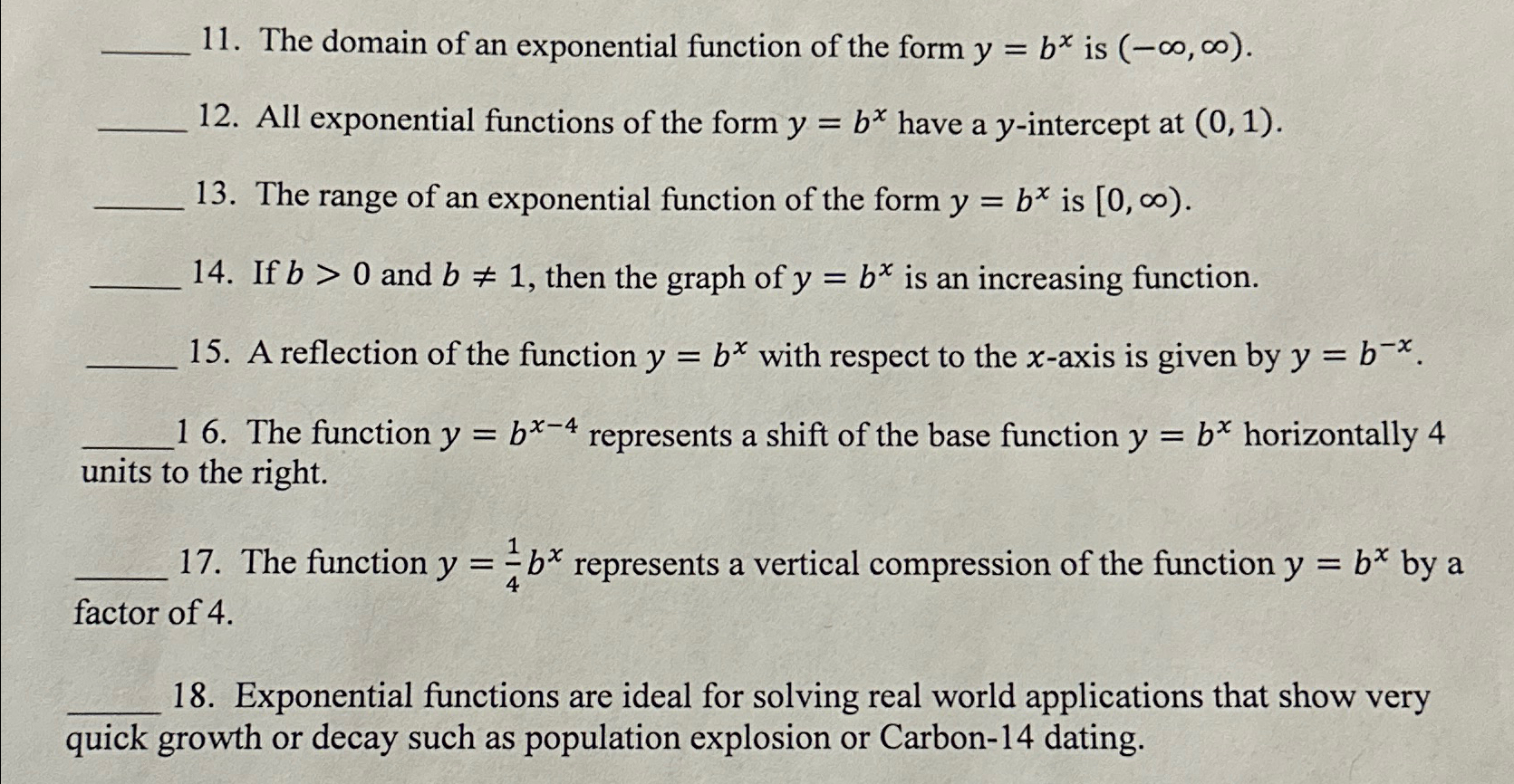 Solved The domain of an exponential function of the form | Chegg.com