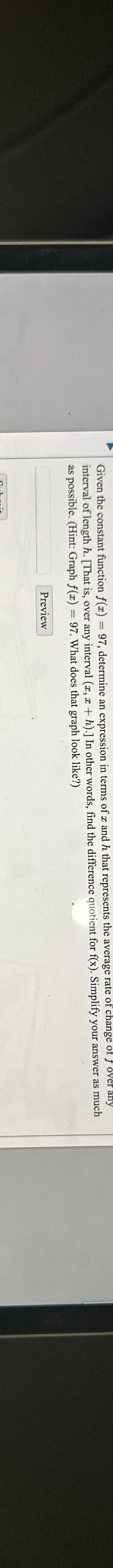 Solved Given the constant function f(x)=97, ﻿determine an | Chegg.com