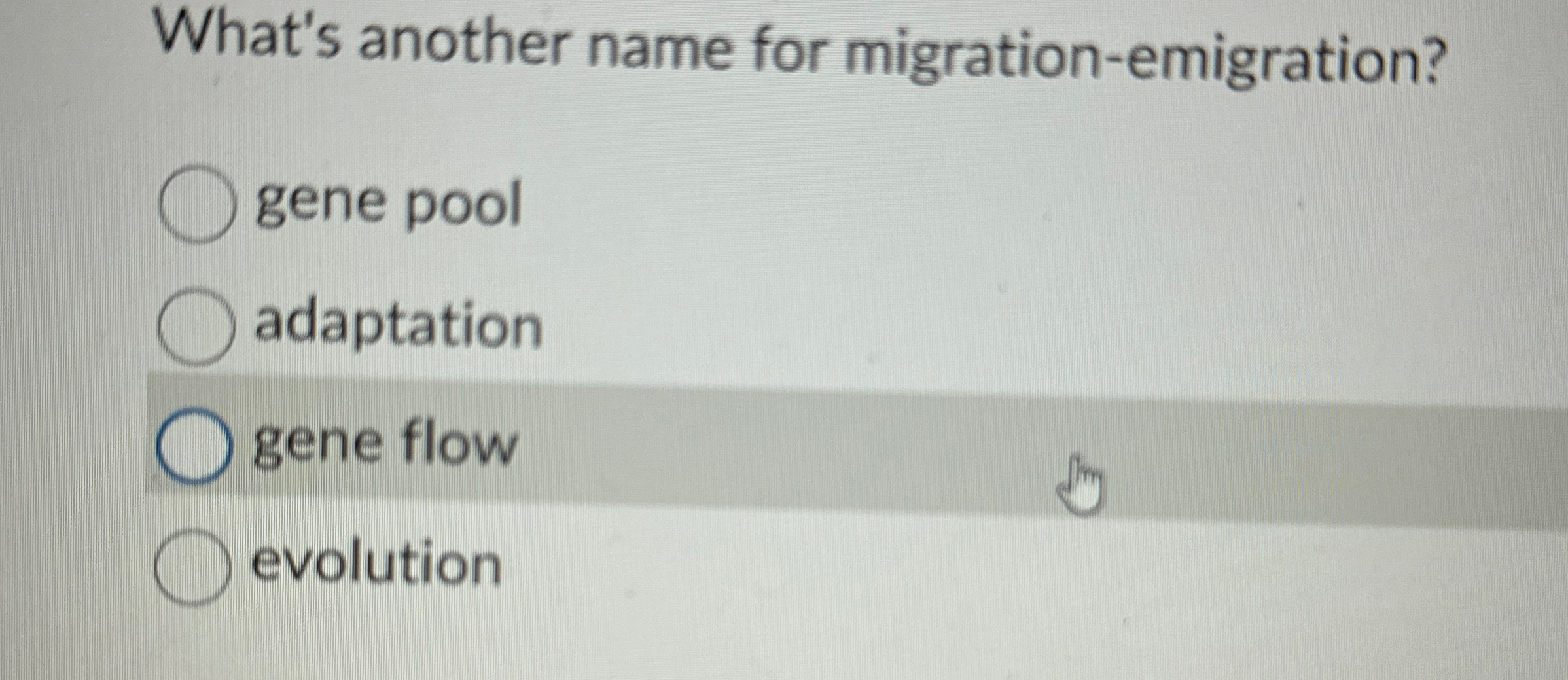 Solved What's another name for migration-emigration? ﻿gene | Chegg.com