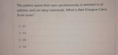 Solved The patient opens their eyes spontaneously, is | Chegg.com