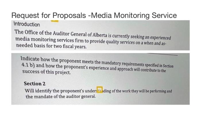 Solved Request for Proposals -Media Monitoring Service | Chegg.com
