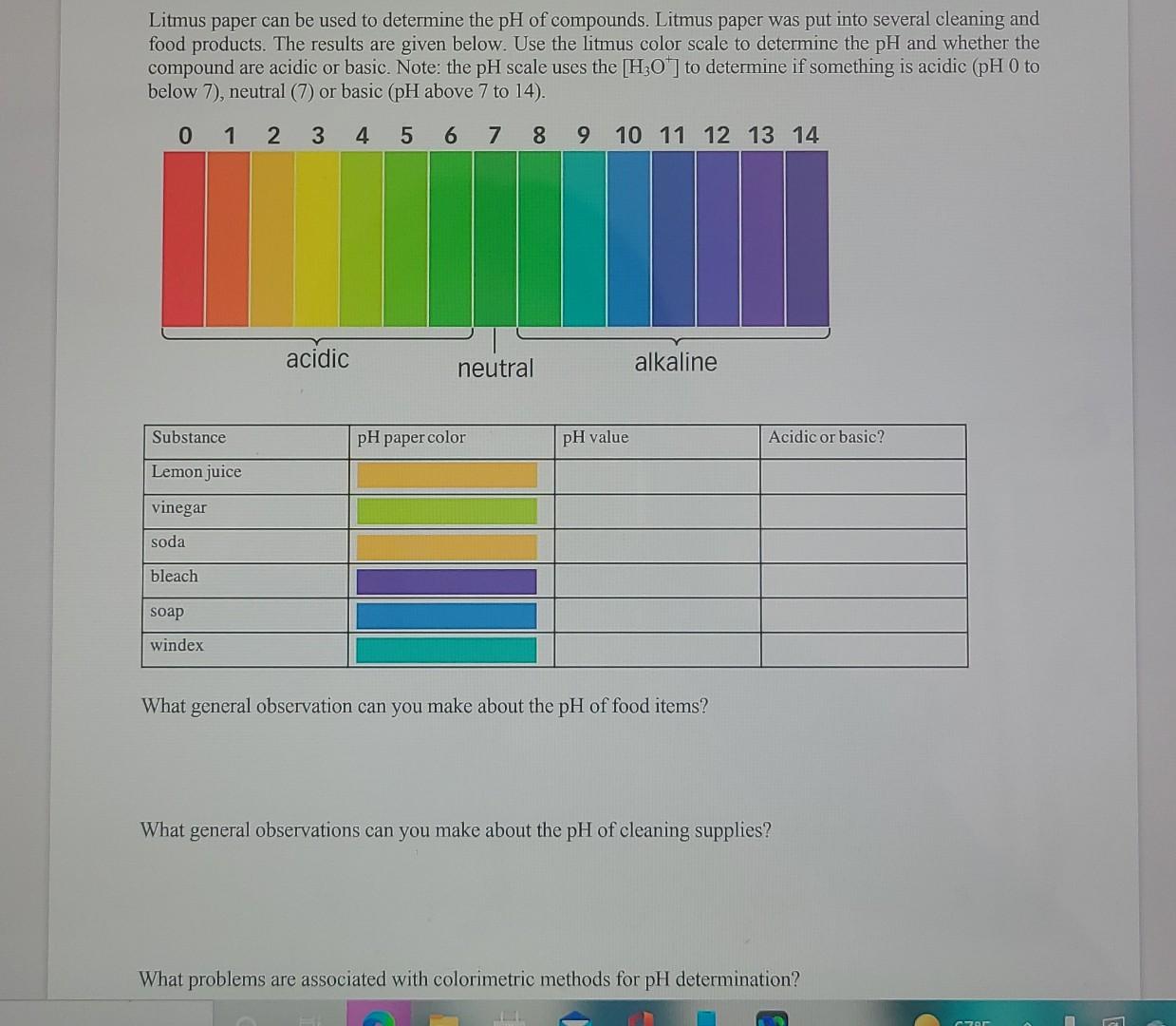 Solved Litmus Paper Can Be Used To Determine The PH Of Chegg