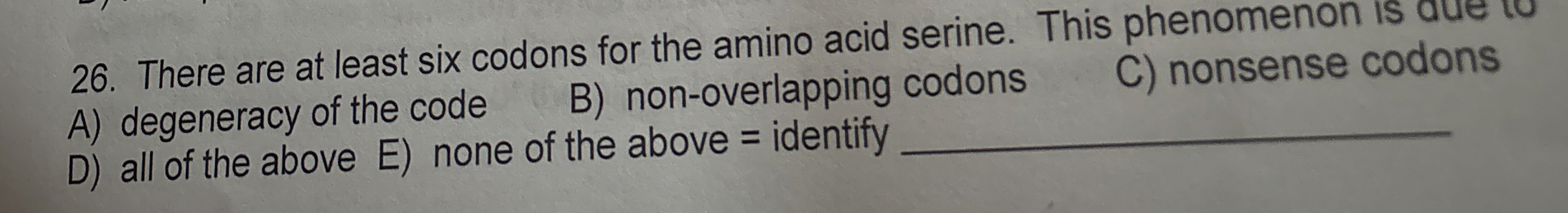 Solved There are at least six codons for the amino acid | Chegg.com