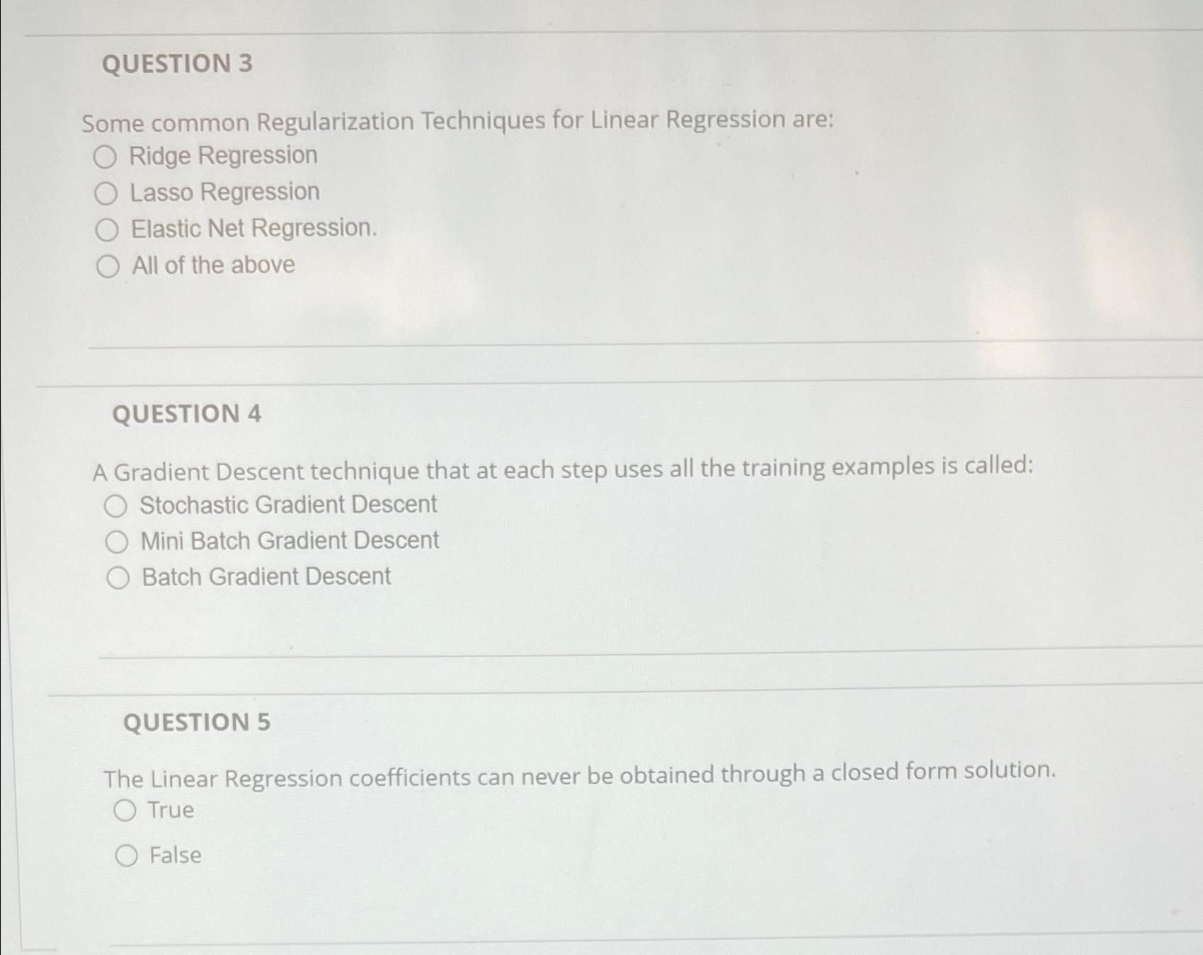 Solved QUESTION 3Some common Regularization Techniques for | Chegg.com