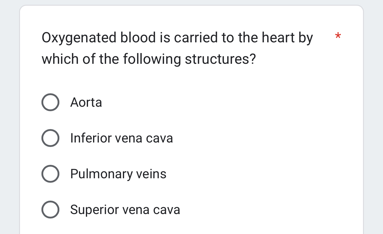 Solved Oxygenated blood is carried to the heart by which of | Chegg.com