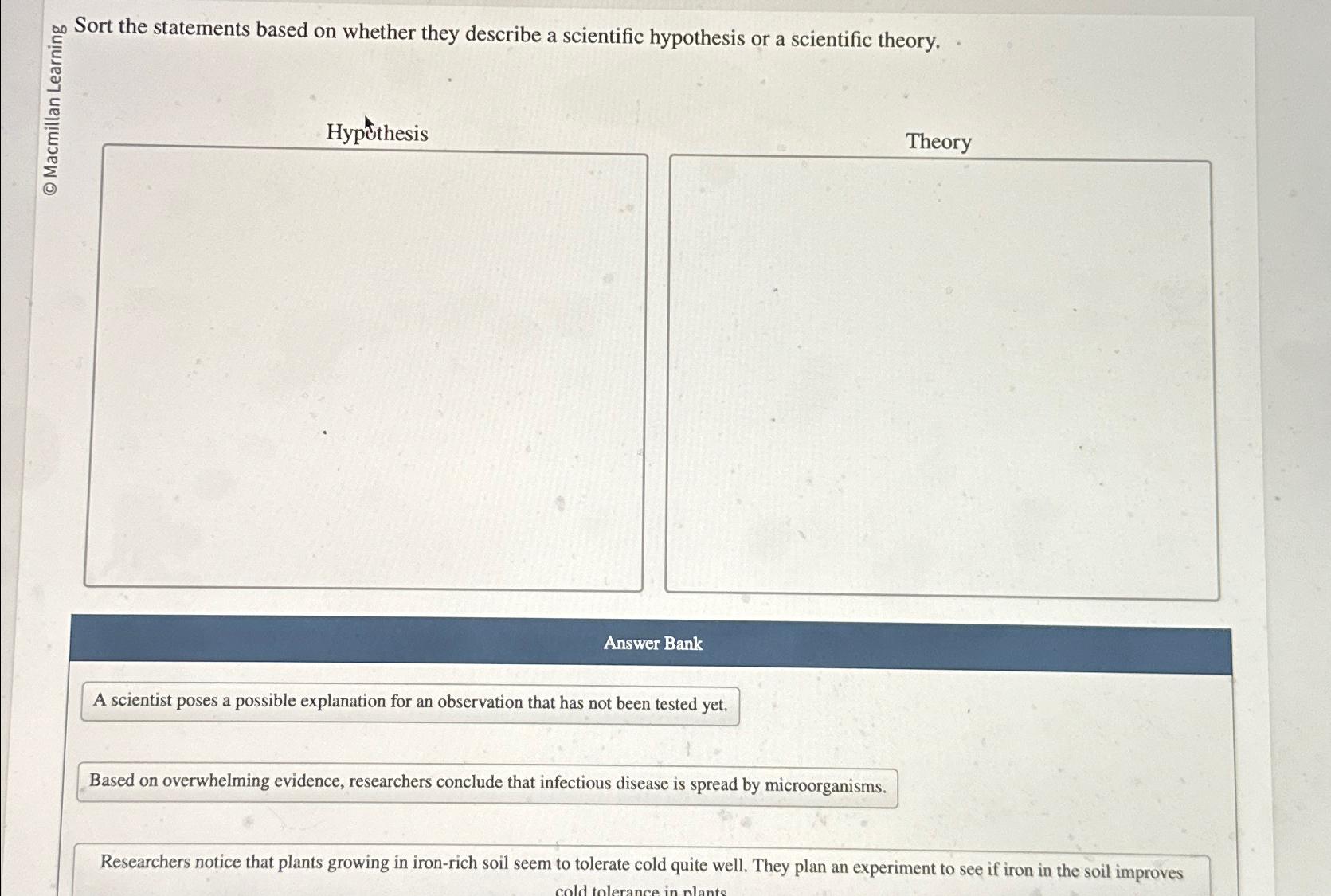 Solved Sort the statements based on whether they describe a | Chegg.com