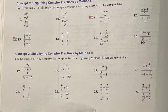 Solved Concept 1: Simplifying Complex Fractions by Method I | Chegg.com