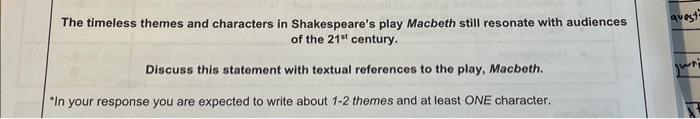 The timeless themes and characters in Shakespeare's | Chegg.com