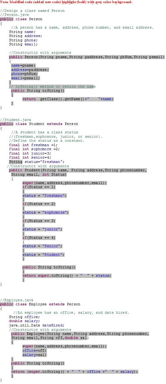 Solved Note: Mod ified code (add ed new code) ﻿highlight | Chegg.com