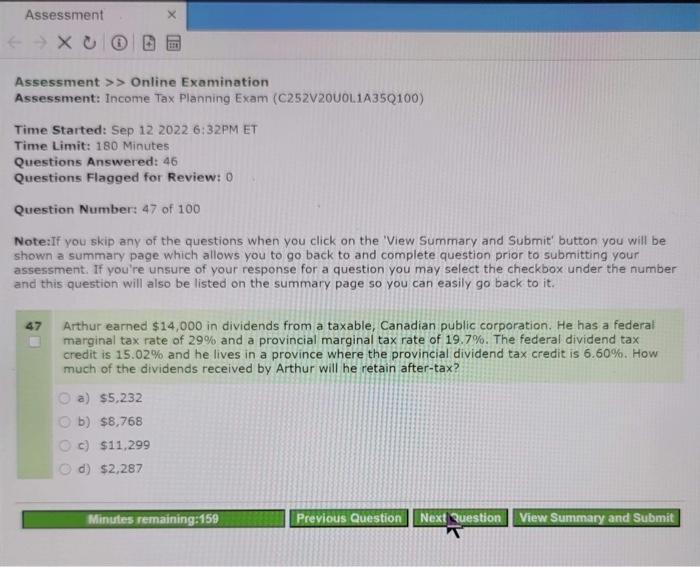 Solved Assessment >> Online Examination Assessment: Income | Chegg.com