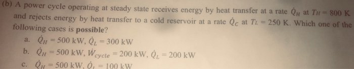 Solved (b) A power cycle operating at steady state receives | Chegg.com
