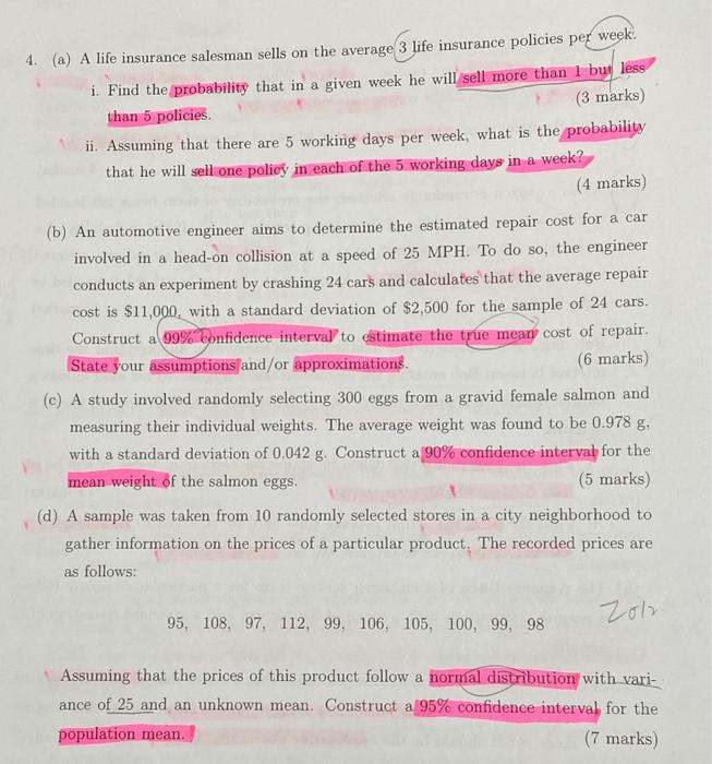 Solved This is my test paper. I got 5 marks for 4a-4d. | Chegg.com