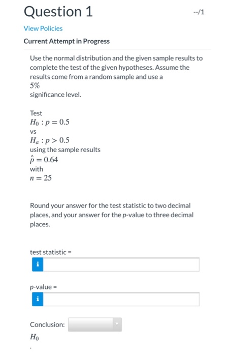 Solved Question --/1 View Policies Current Attempt in | Chegg.com