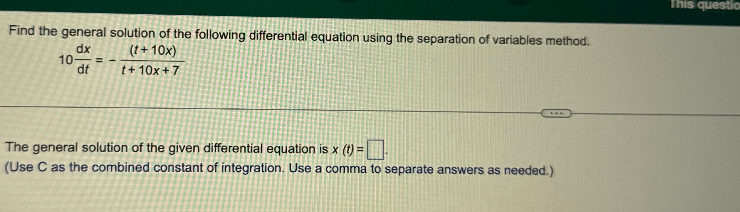 Solved Find the general solution of the following | Chegg.com