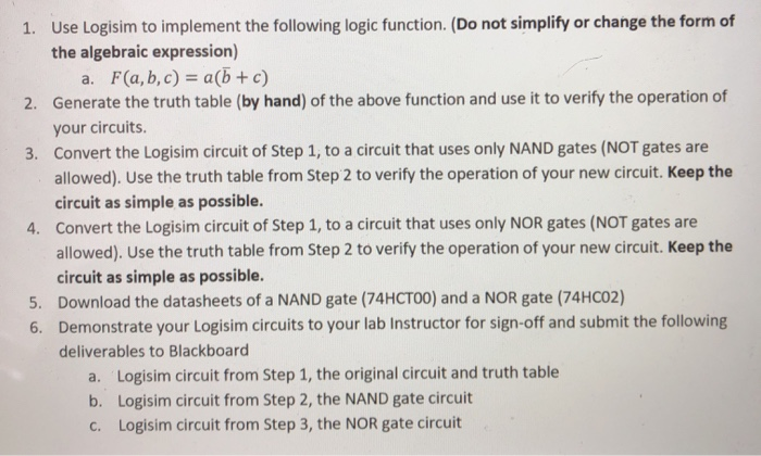 1. Use Logisim to implement the following logic | Chegg.com