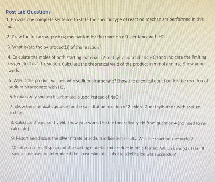 Solved Synthesis of 2-Chloro-2-methylbutane - Microscale | Chegg.com
