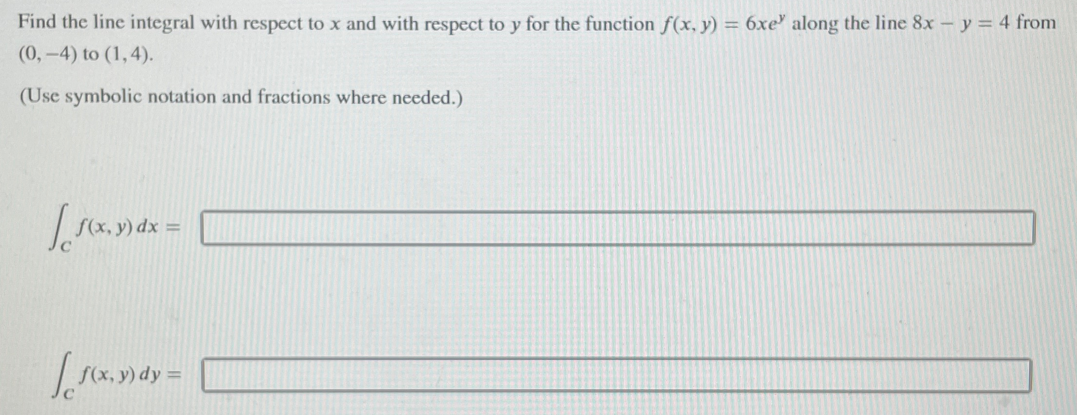 Solved Find the line integral with respect to x ﻿and with | Chegg.com