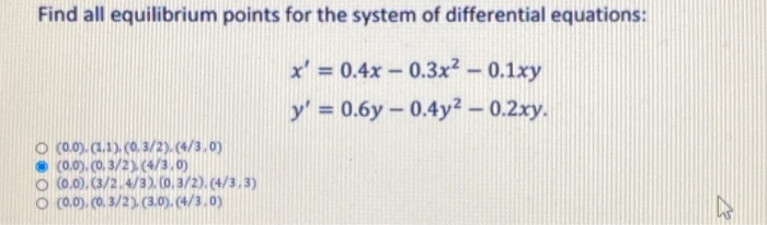 Solved Find all equilibrium points for the system of | Chegg.com