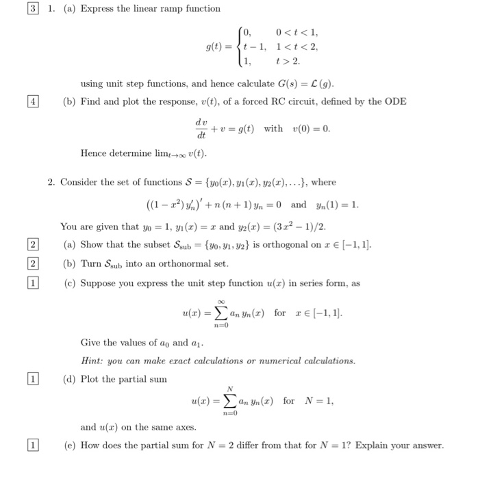 Solved 3 1. (a) Express the linear ramp function 0, 0 2. 4 | Chegg.com