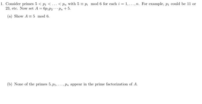 Solved 1. Consider primes 5 | Chegg.com