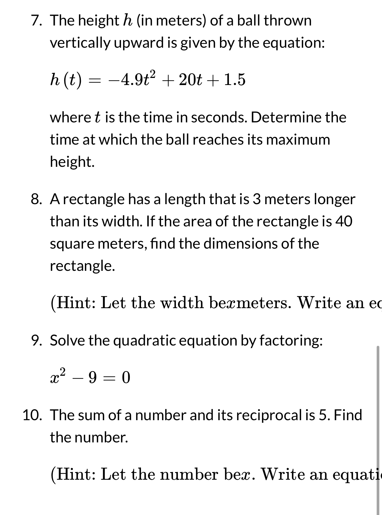 Solved The height h (in meters) ﻿of a ball thrown vertically | Chegg.com