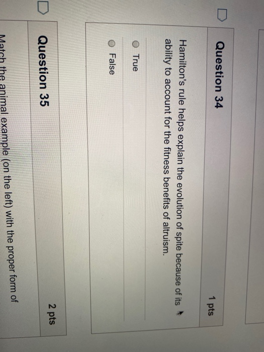 Solved Question 34 1 pts Hamilton's rule helps explain the | Chegg.com
