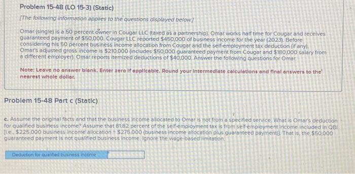Solved Problem 15-48 (LO 15-3) (Static) [The following | Chegg.com