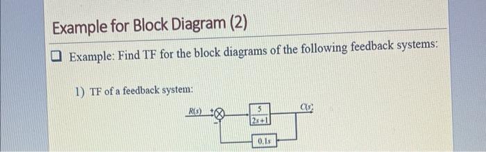 Solved Example: Find TF for the block diagrams of the | Chegg.com