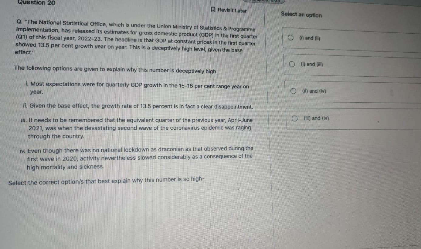 Solved 口 Revisit Later Q. "The National Statistical Office, | Chegg.com