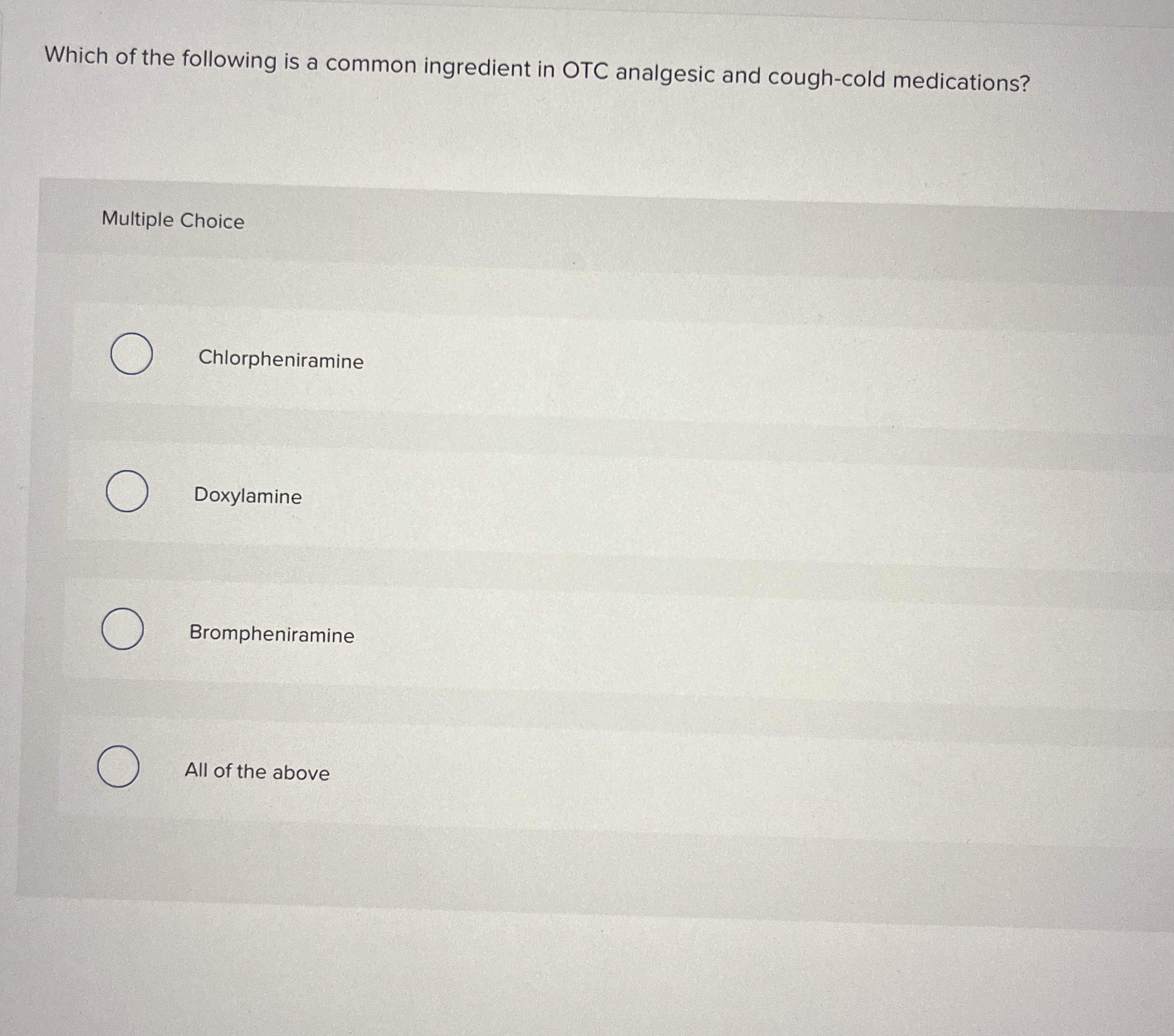 Solved Which of the following is a common ingredient in OTC | Chegg.com