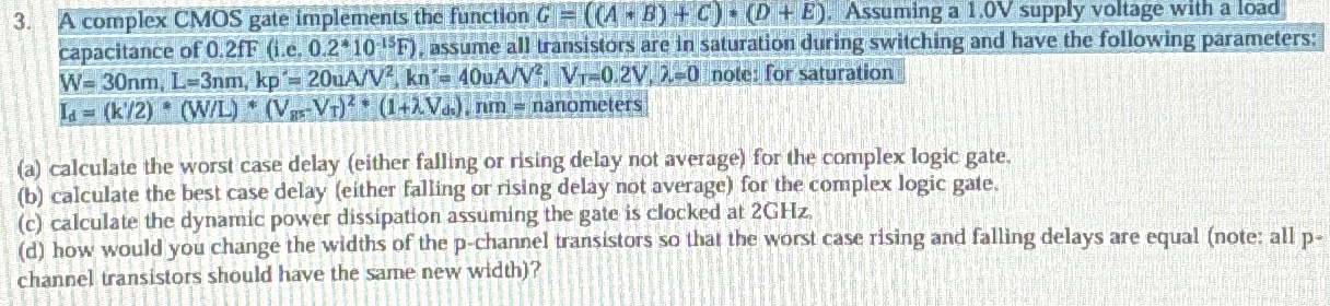 A complex CMOS gate implements the function | Chegg.com