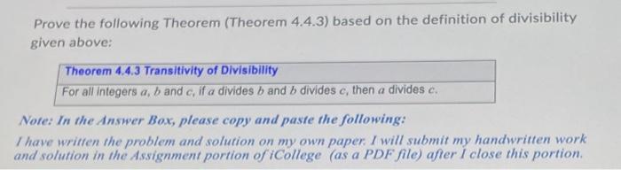 Solved Prove the following Theorem (Theorem 4.4.3) based on | Chegg.com