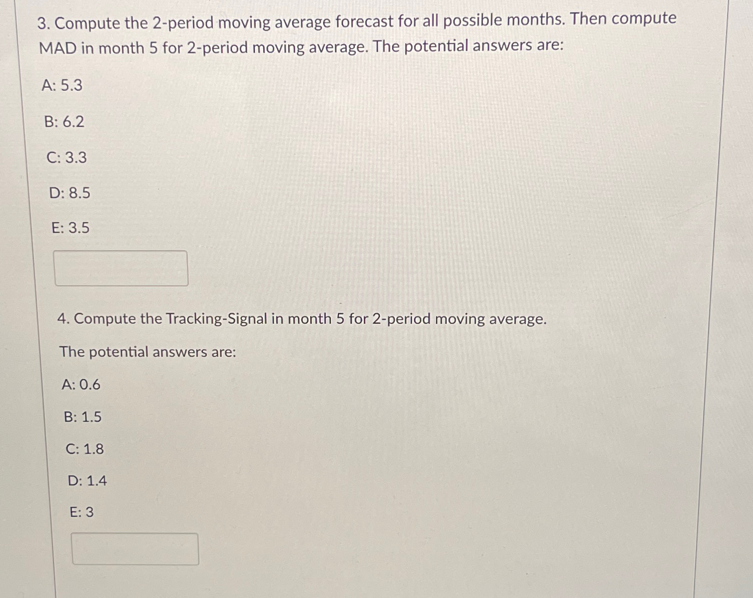 Solved Compute the 2-period moving average forecast for all | Chegg.com