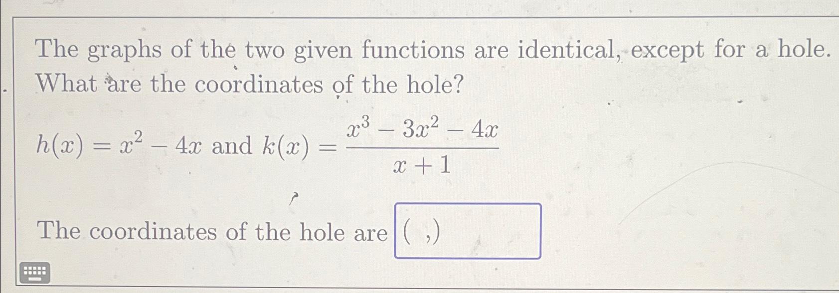 Solved The graphs of the two given functions are identical, | Chegg.com