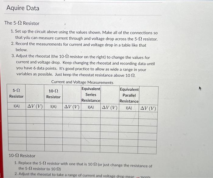 The 5−Ω Resistor 1. Set up the circuit above using | Chegg.com