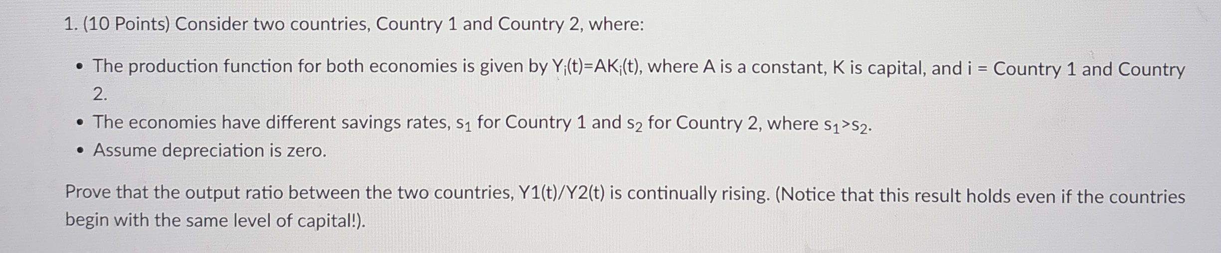 Solved (10 ﻿Points) ﻿Consider two countries, Country 1 ﻿and | Chegg.com