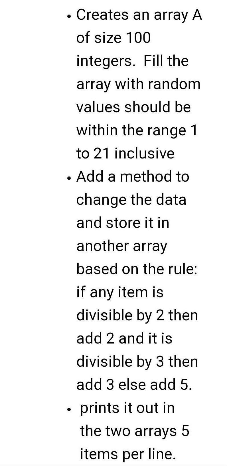 Solved Creates An Array A Of Size 100 Integers Fill The