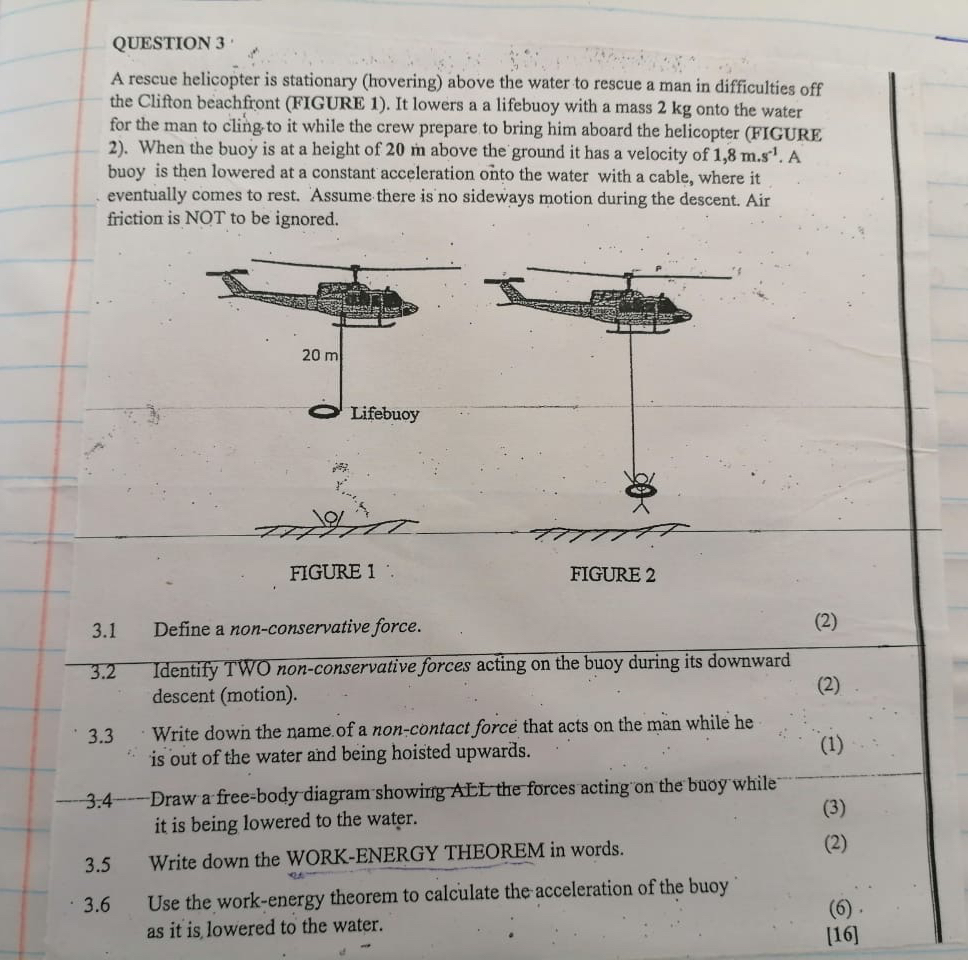 Solved QUESTION 3 .A rescue helicopter is stationary | Chegg.com