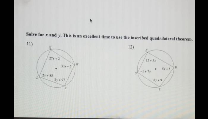 Solved Solve for x and y. This is an excellent time to use | Chegg.com