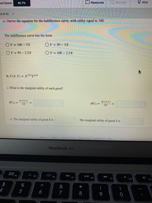 Solved Consider each of the following utility functions. a. | Chegg.com