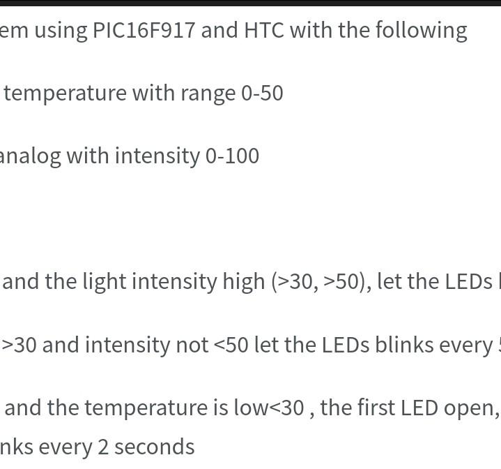 Solved em using PIC16F917 and HTC with the following | Chegg.com