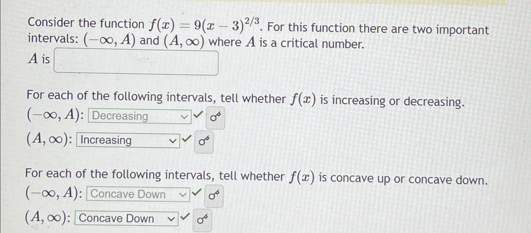 Solved Consider the function f(x)=9(x-3)23. ﻿For this | Chegg.com