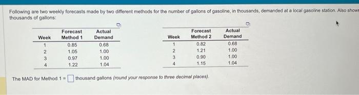 Solved Following are two weekly forecasts made by two | Chegg.com