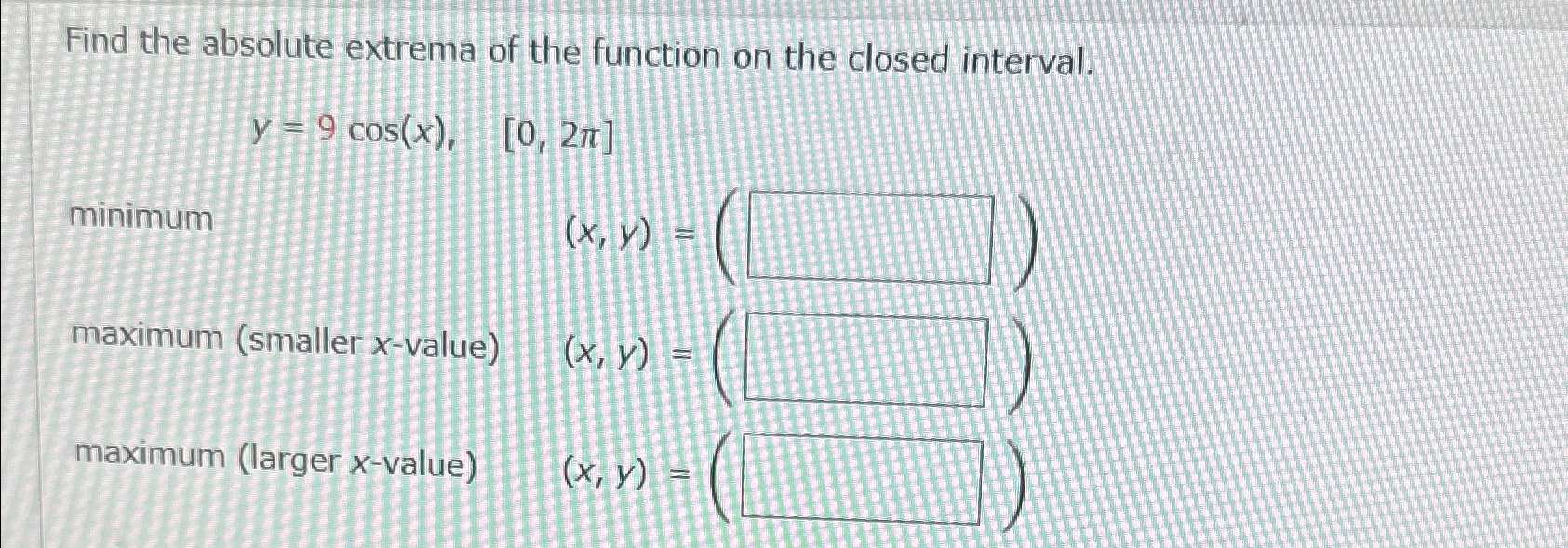Solved Find the absolute extrema of the function on the | Chegg.com