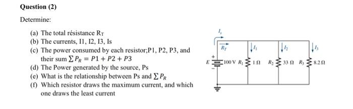 Solved Determine: (a) The total résistance RT (b) The | Chegg.com