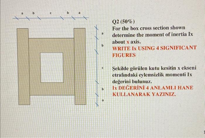 Q2 (50\%) For the box cross section shown determine | Chegg.com