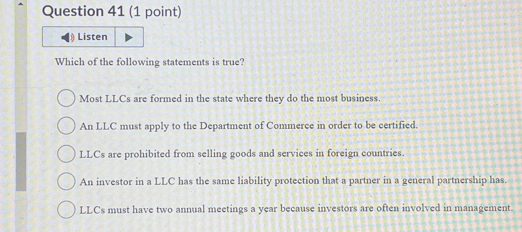 Solved Question 41 (1 ﻿point)ListenWhich of the following | Chegg.com